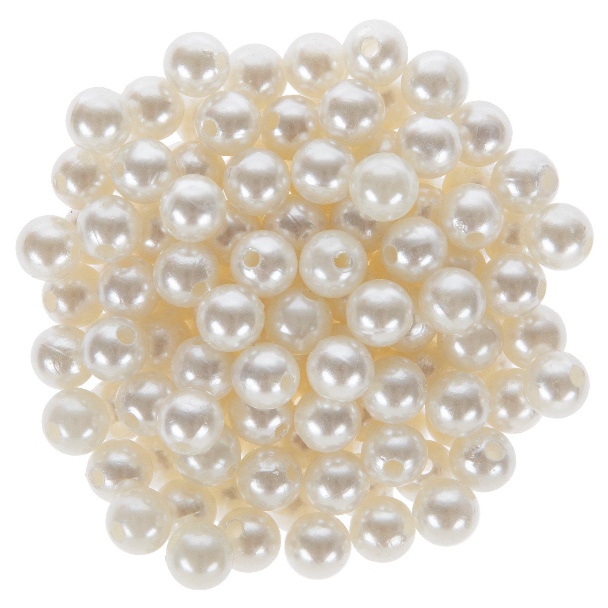 Round Plastic Pearl Beads White - Hobby Lobby