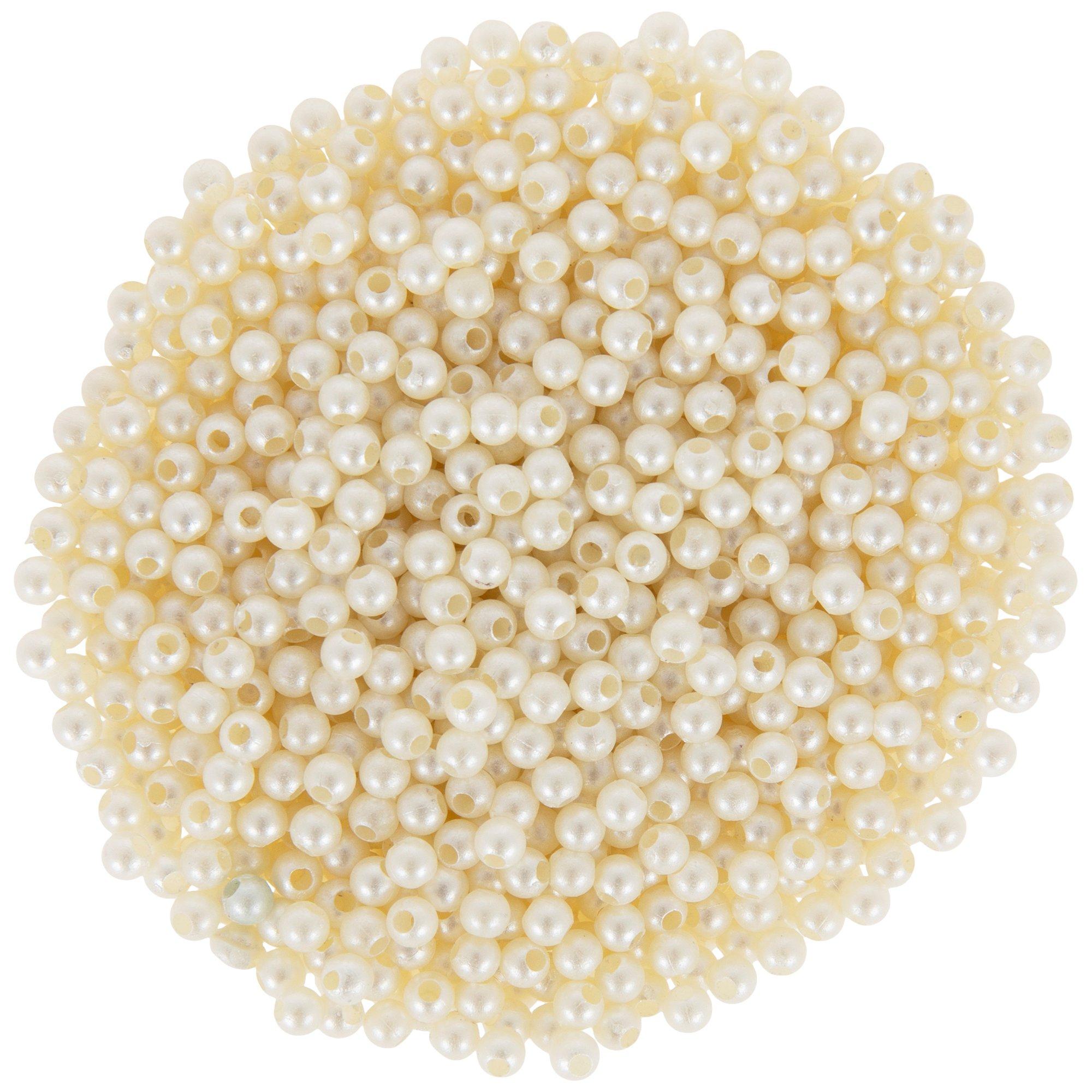 Round Plastic Pearl Beads White - Hobby Lobby