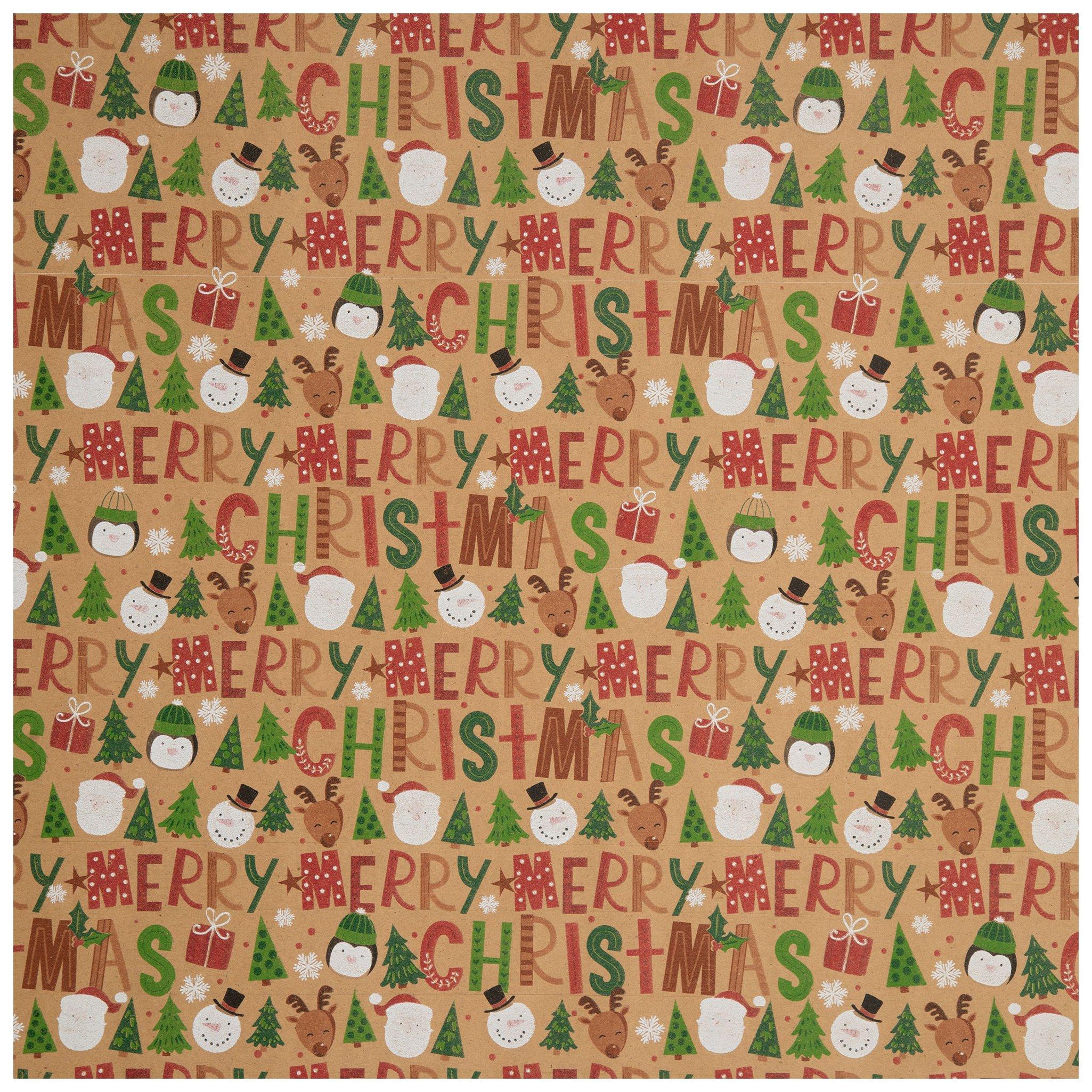 Merry Christmas Kraft Wrapping Paper - Hobby Lobby