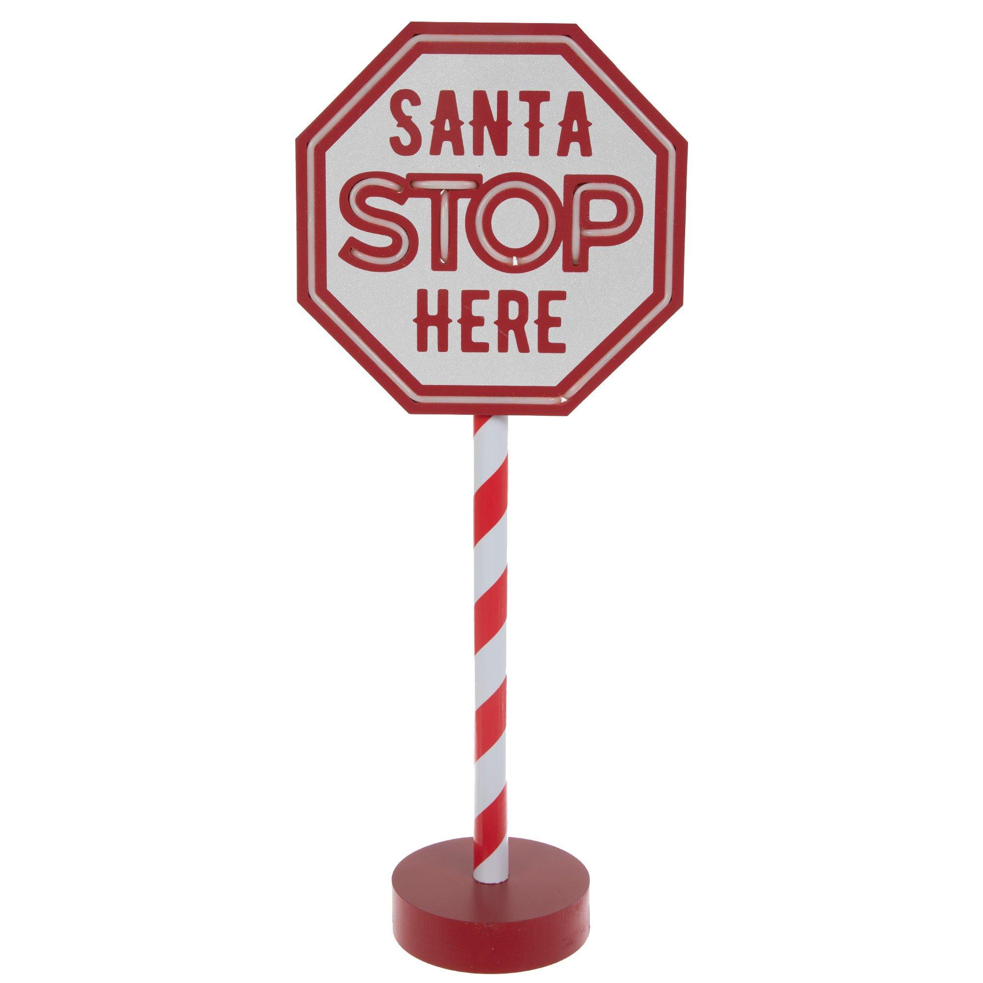 Santa Light Up Stop Sign - Hobby Lobby